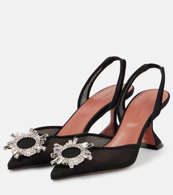Amina Muaddi Begum 70 Mesh Slingback Pumps