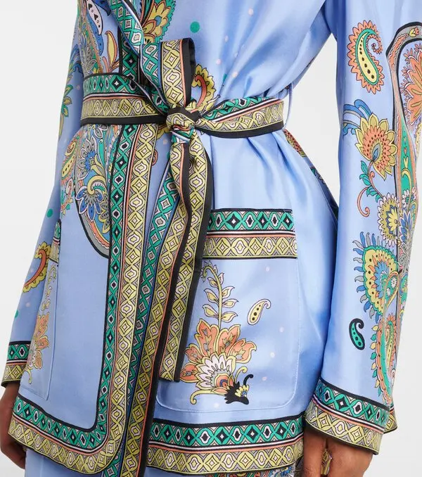 Etro Paisley Silk Twill Wrap Blazer