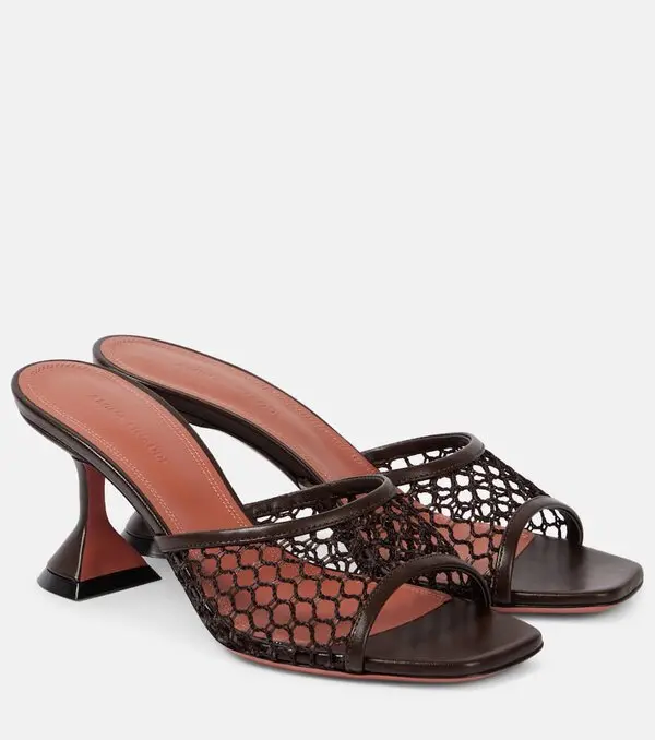 Amina Muaddi Lupita Raffia Mules - Brown