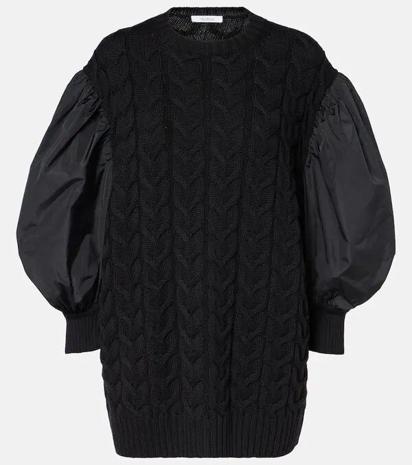 Max Mara Ancella Knitted Wool Mini Dress - Black