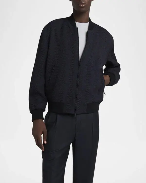Giorgio Armani Raised Chevron Bomber Jacket