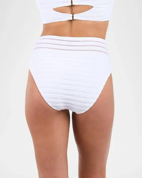 La Blanca Fluid Lines High-waist Bikini Bottoms - White