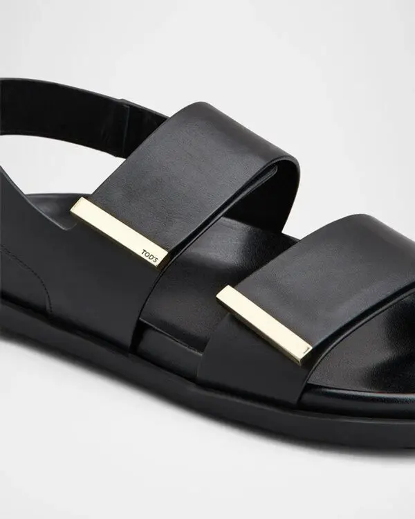 TOD & APOS;S Tod's Leather Dual-strap Comfort Sandals - Nero