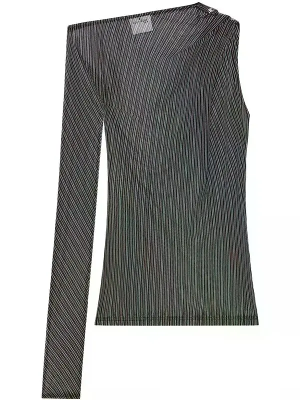 COURREGES Striped Mesh Top - Black
