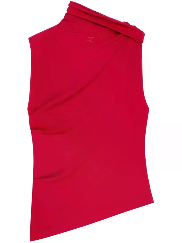 COURREGES Asymmetric Jersey Top - Red