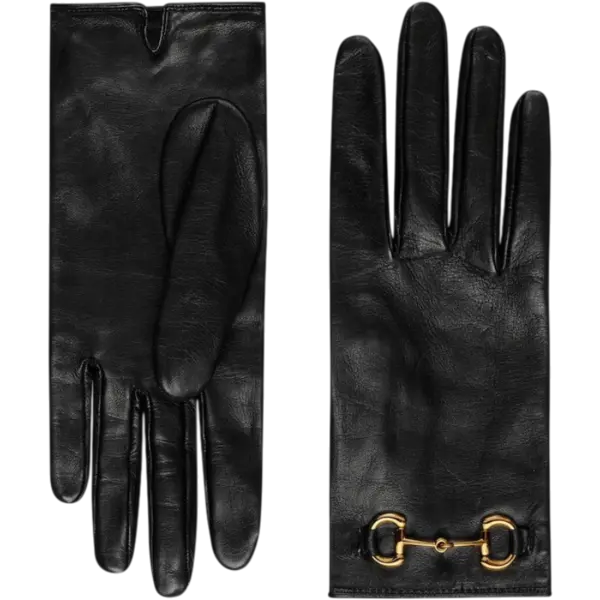 Gucci Leather Gloves With Horsebit - Black