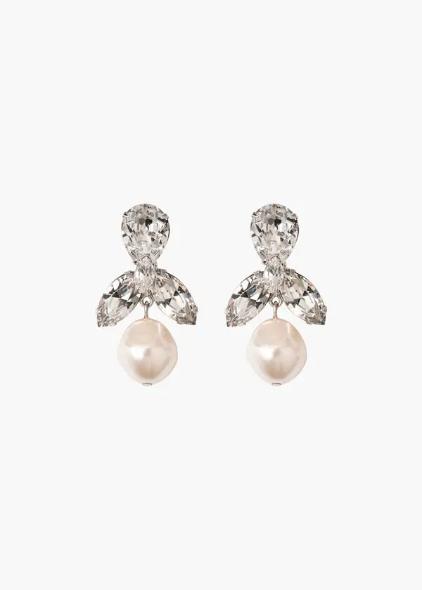 JENNIFER BEHR Aren & Pearl Drop Earrings - Crystal