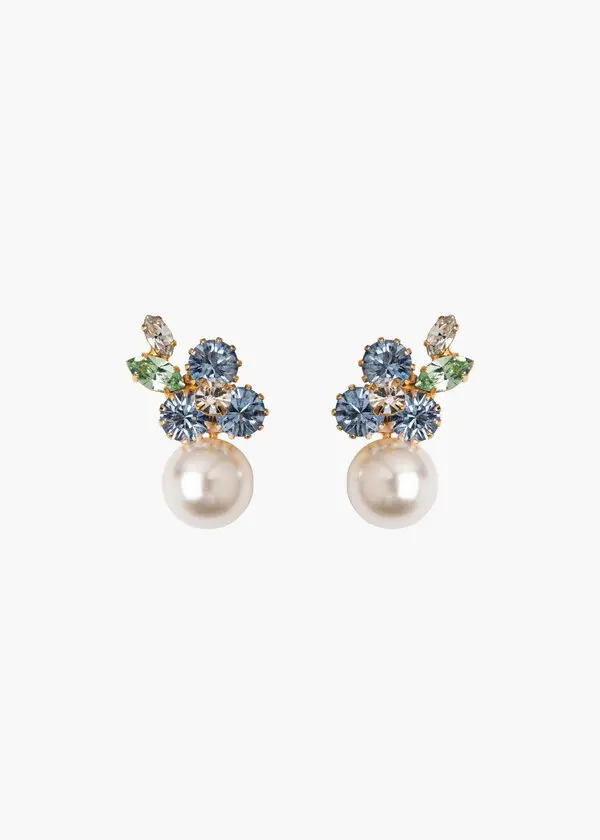 JENNIFER BEHR Vivi Crystal Floral Drop Earrings - Bluebell