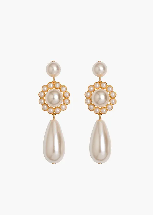 JENNIFER BEHR Caretta Drop Earrings - Pearl