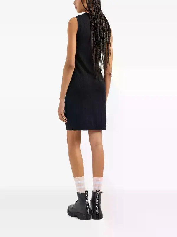 Armani Exchange Monogram-knit Mini Dress - Black
