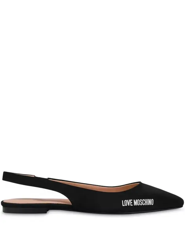 Moschino Leather Ballerina Shoes - Black