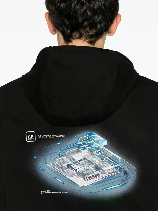 C.P. COMPANY Graphic Print Hoodie - Black