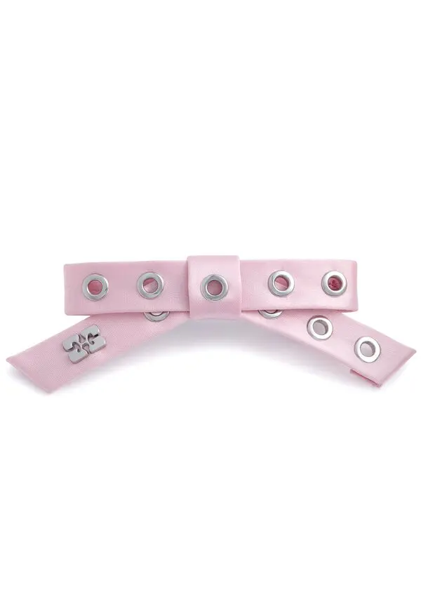 GANNI Bow Eyelet-embellished Satin Hair Clip - Pink
