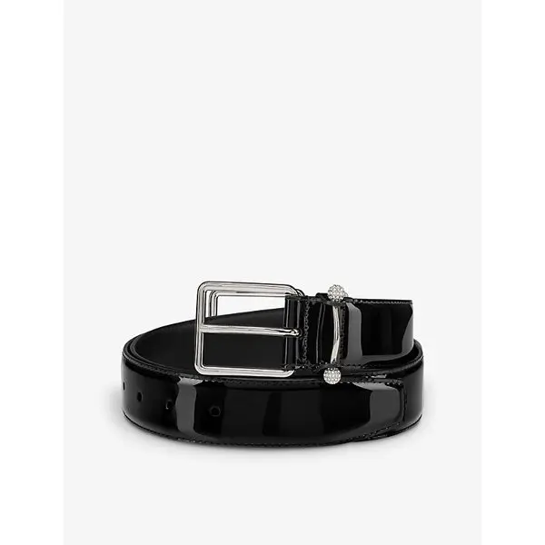 CHRISTIAN LOUBOUTIN Chambeliss Patent Leather Belt - Black/silver