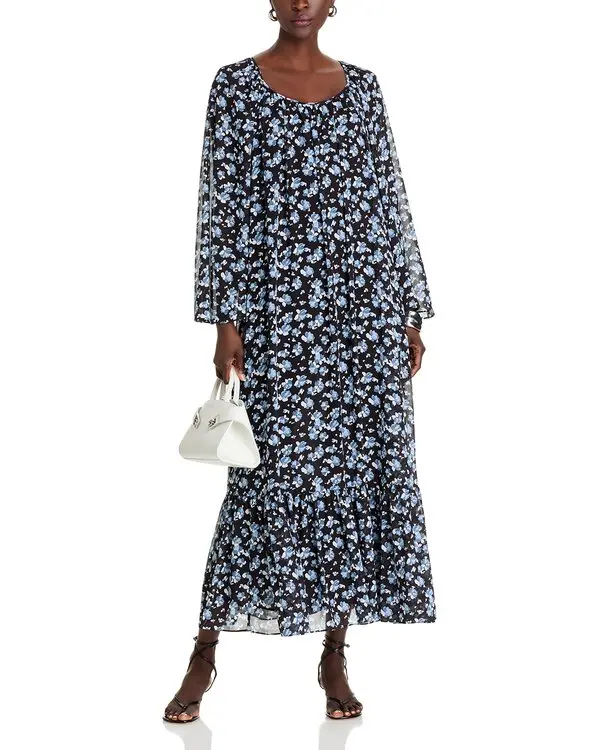 Michael Kors Floral Scoop Neck Maxi Dress In Chambray - 75% Off |  Editorialist