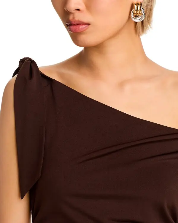 WAYF Say Less Ruched Midi Dress - Chocolate