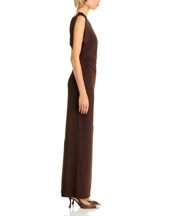 WAYF Say Less Ruched Midi Dress - Chocolate