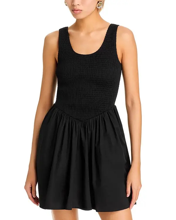 WAYF Dana Smocked Mini Dress - Black