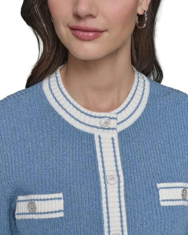 Karl Lagerfeld Paris Marled Cardigan - Blue Indigo