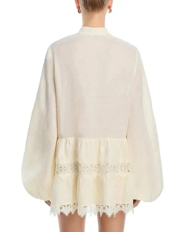 Bardot Antonia Lace Trim Mini Dress - Eggnog