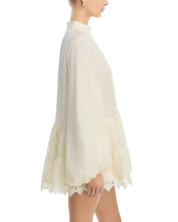 Bardot Antonia Lace Trim Mini Dress - Eggnog