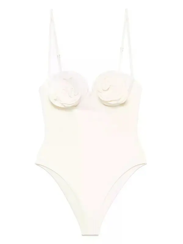 Magda Butrym 3d Flower Bustier One Piece Swimsuit - Neutrals