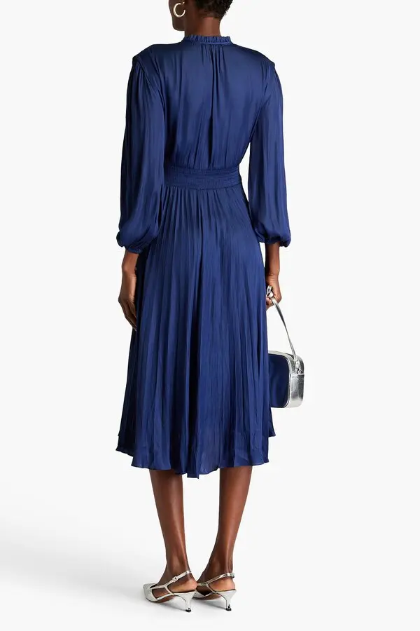 Maje Pleated Satin Midi Dress