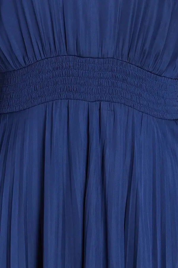 Maje Pleated Satin Midi Dress