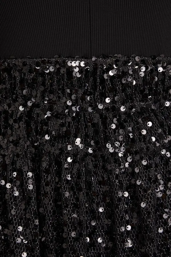 Maje Sequined Tiered Midi Dress
