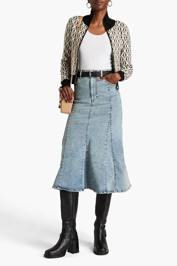 Maje Denim Midi Skirt