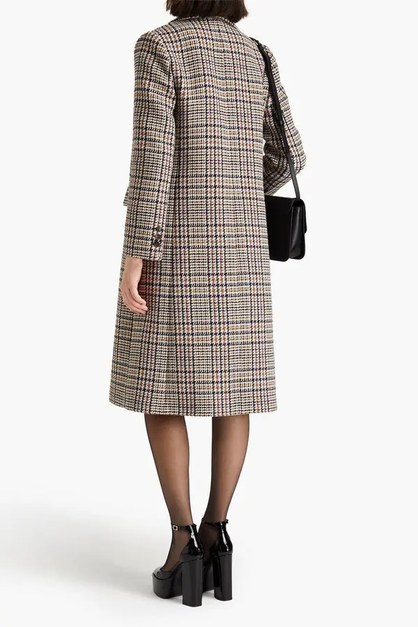 Maje Double-breasted Houndstooth Tweed Coat
