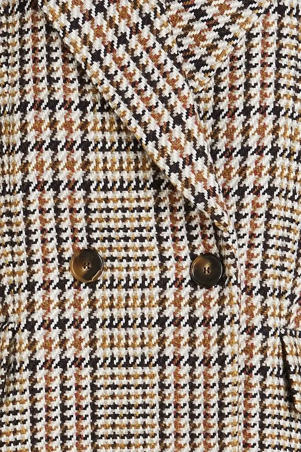 Maje Double-breasted Houndstooth Tweed Coat