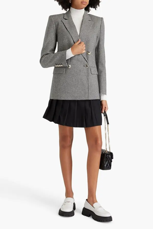 Maje Double-breasted Houndstooth Tweed Blazer