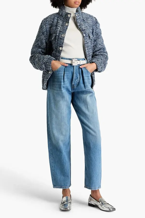 Maje Pleated High-rise Tapered Jeans