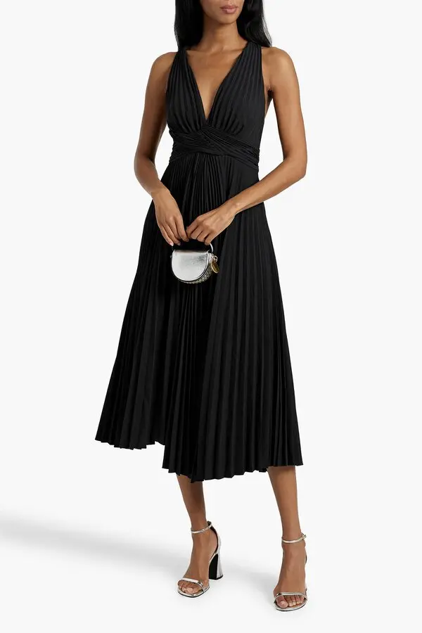 alc black pleated dress A.l.c. Women's Moira Cutout Halter Dress - Black