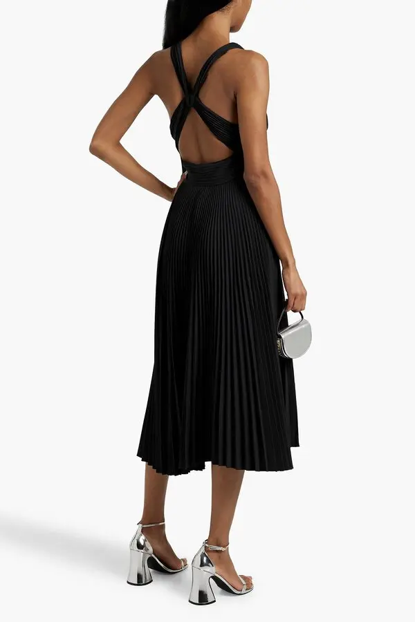 A.L.C. Everly Cutout Pleated Crepe Midi Dress - Black - 70% Off |  Editorialist