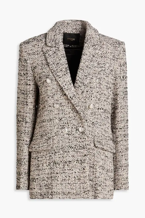 Maje Double-breasted Metallic Bouclé-tweed Blazer