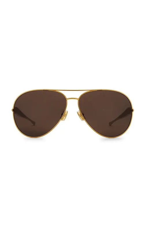 Bottega Veneta Sardine Aviator Sunglasses - Gold & Brown