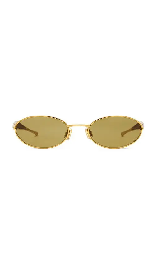 Bottega Veneta Sardine Aviator Sunglasses - Gold & Green