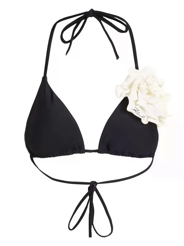 Karl Lagerfeld Dna Flower Bikini Top - Black