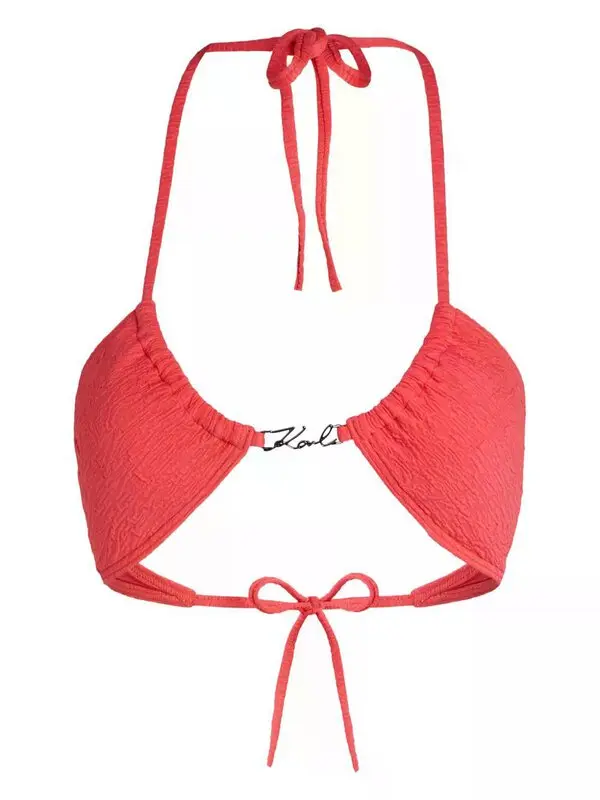 Karl Lagerfeld Dna Textured Bikini Top - Red