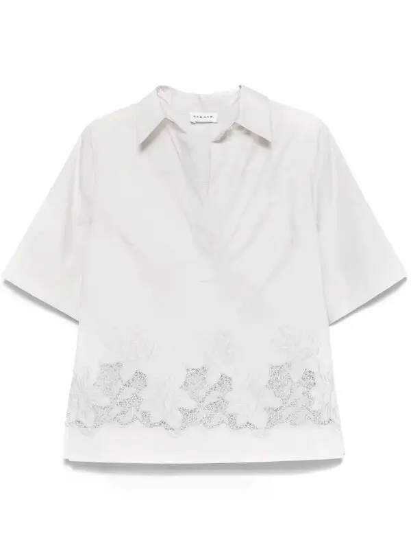 P.a.r.o.s.h Flora-embroidered Blouse - Grey
