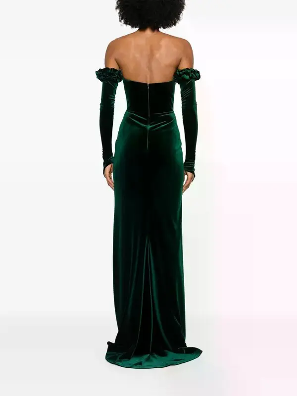 CRISTALLINI Brigitte Velvet Maxi Gown - Green