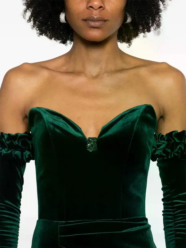 CRISTALLINI Brigitte Velvet Maxi Gown - Green