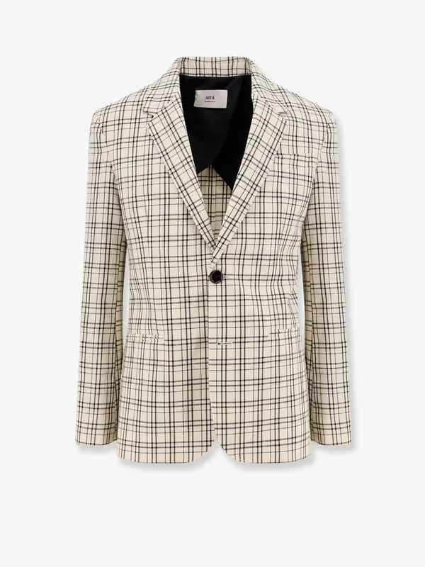 Ami Virgin Wool Blazer With Madras Motif