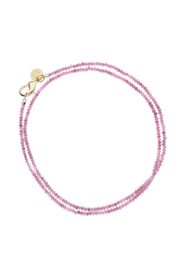 JANE WIN Diamond Cut Tourmaline Beaded Necklace - Pink