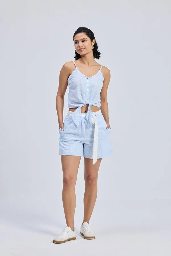 REISTOR Regular Fit Striped Shorts With Belt