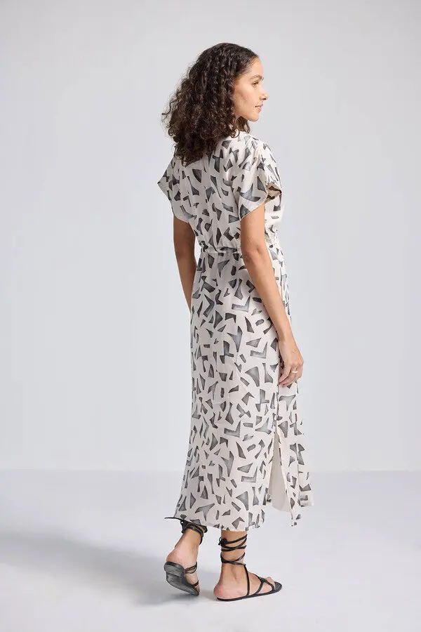 REISTOR Gathered Maxi Dress With Side Slits - Multicolor