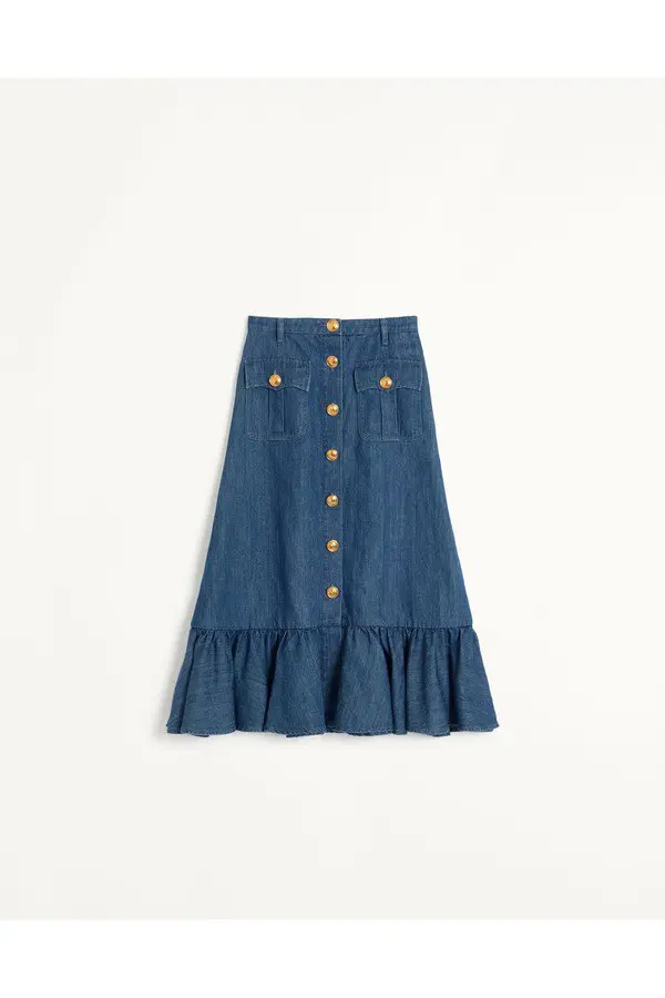 Valentino Garavani Lightweight Skirt With Vlogo Buttons