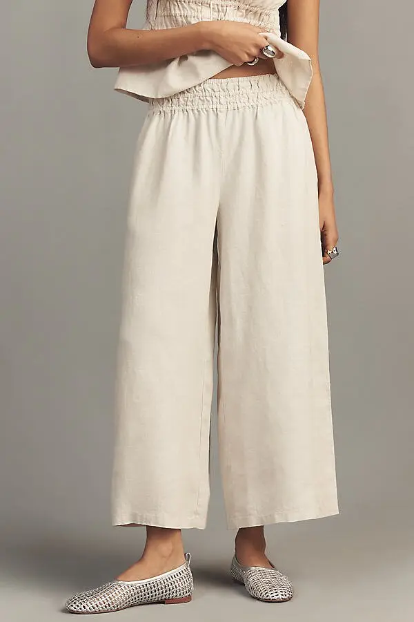 THE SOMERSET COLLECTION BY ANTHROPOLOGIE Linen Pull-on Pants - Sand